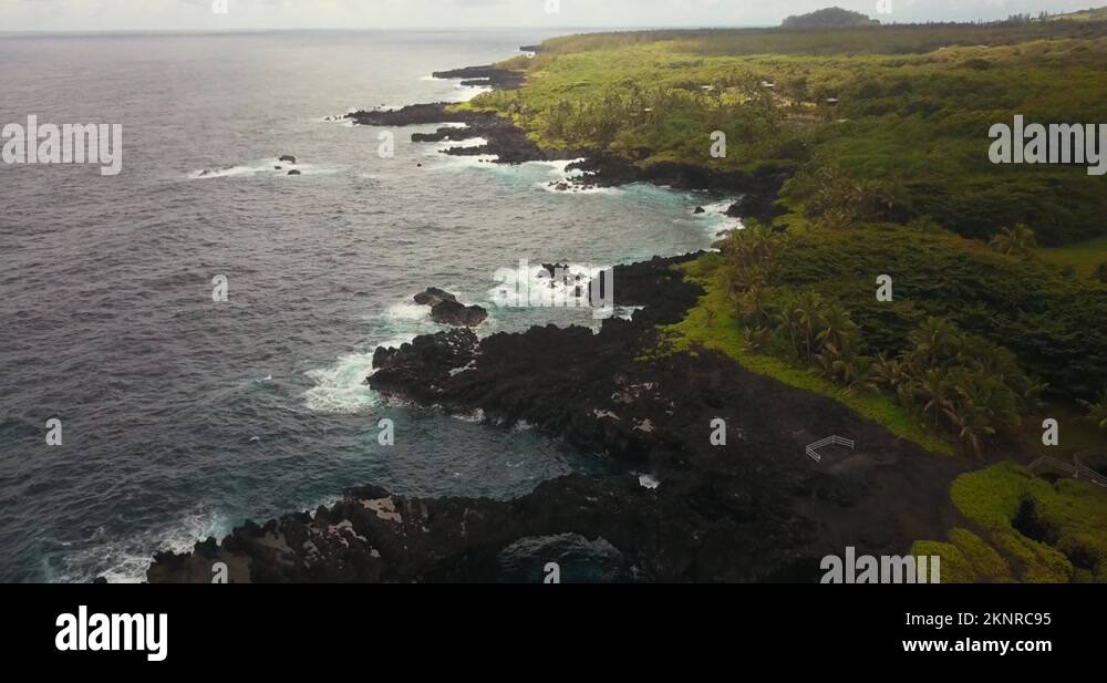Hawaii Maui blackrock beach aerial shot Stock Video Footage - Alamy