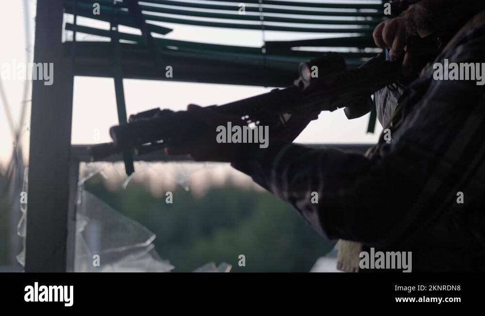 M4 Rifle Chamber Check Reload Cinematic Silhouette of Military ...