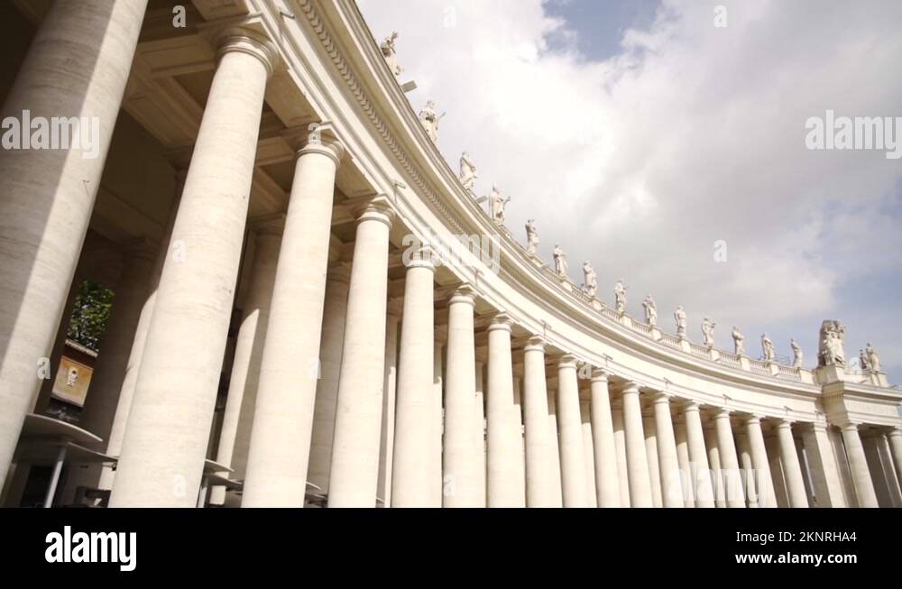 Beautiful high columns of the Saint Peter's basilica equipped with ...