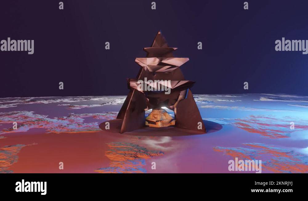 3D animation of a space astral galactic Pyramid Temple floating in a ...