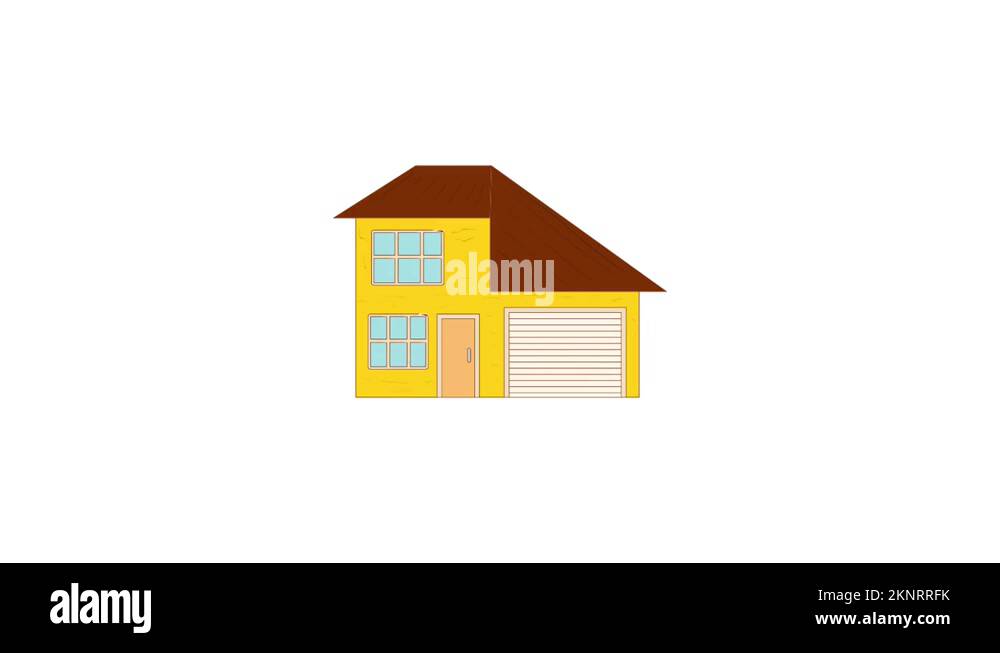 Yellow two storey house with garage icon animation Stock Video Footage ...