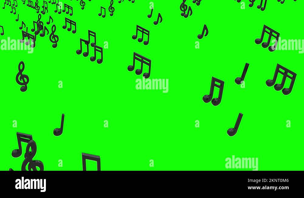 Animated Music Notes In 3D Seamless Loop On Green Screen With Alpha ...