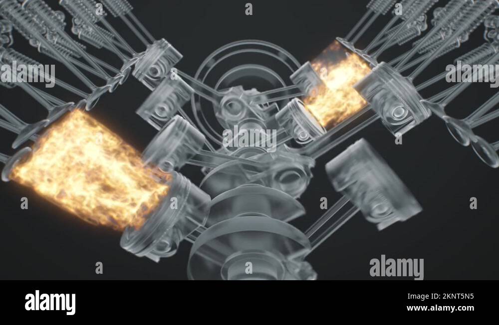 Beautiful stylized V8- Engine Animation. SEAMLESS LOOP 4K HIGH-QUALITY ...