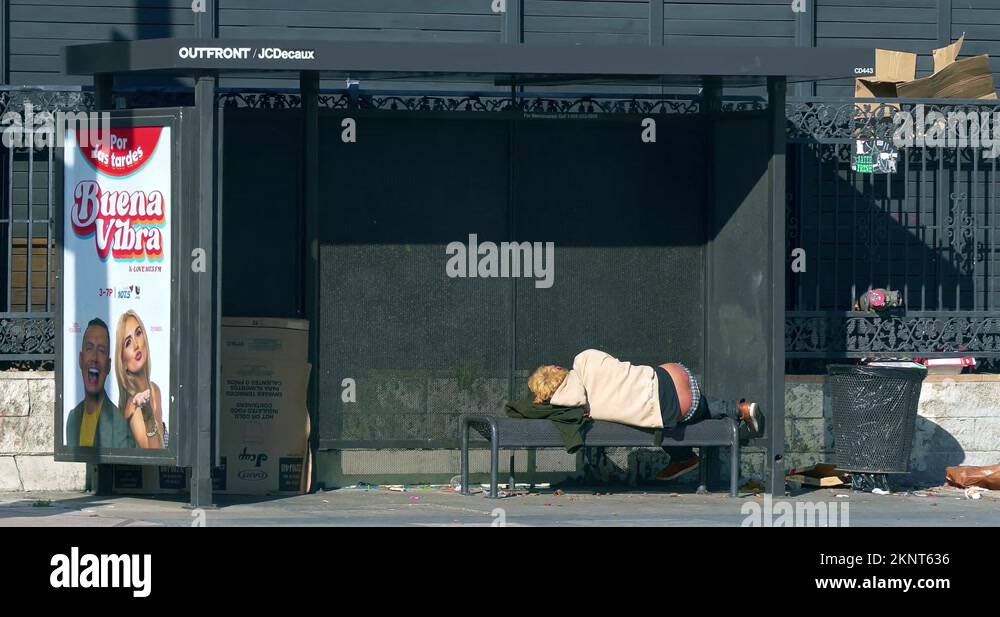 Homeless man sleeping bus stop Stock Videos & Footage - HD and 4K Video ...