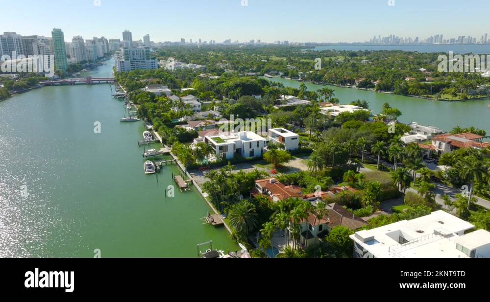 Luxury mansions Miami Beach with pools and yachts 5k Stock Video ...