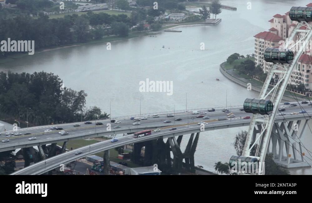 Singapore Flyer Skyline Highway Freeway Corporate Commuters Crowded ...