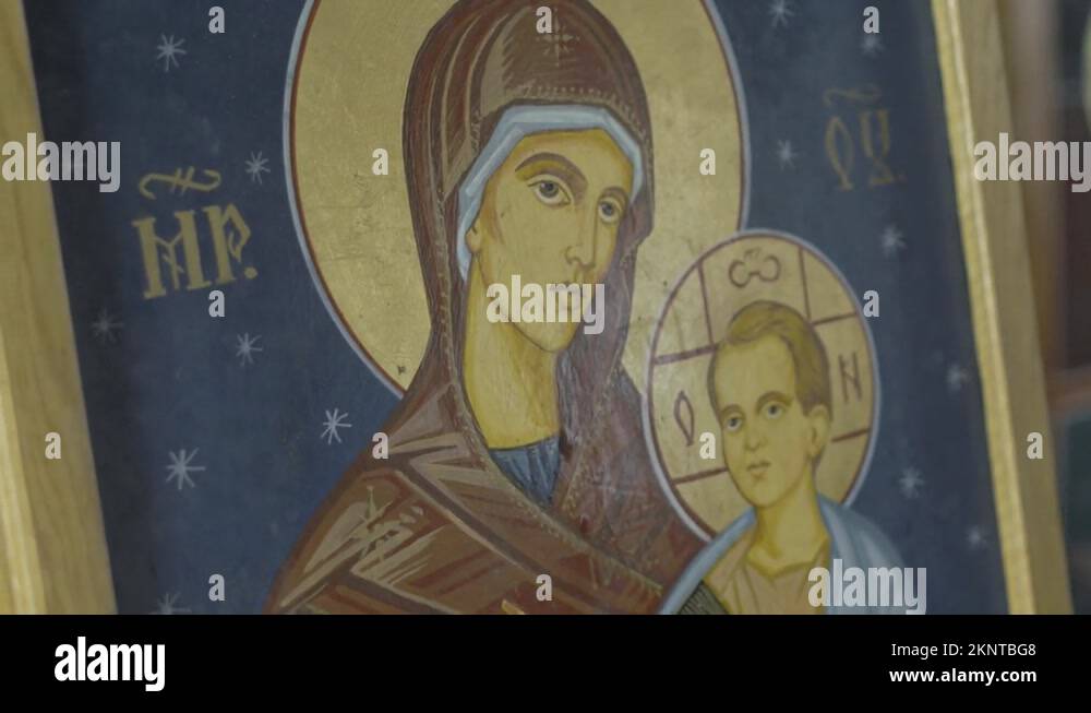 Virgin mary mother catholic church religion painting Stock Videos ...