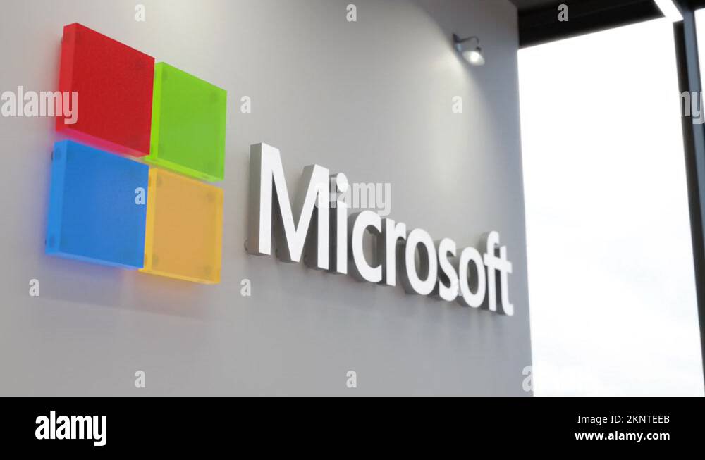3D CGI Hyperlapse Animation of Microsoft Logo in Corporate Office ...