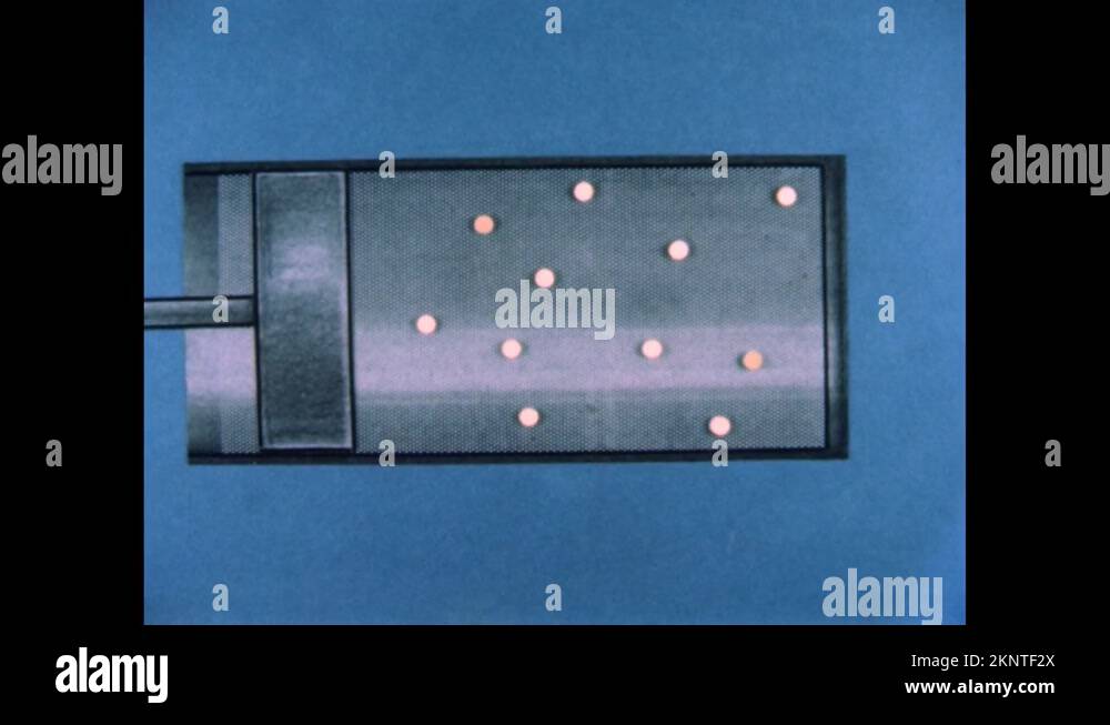 1950s: Whiteboard. Animation. Particles change inside chamber. Needle ...
