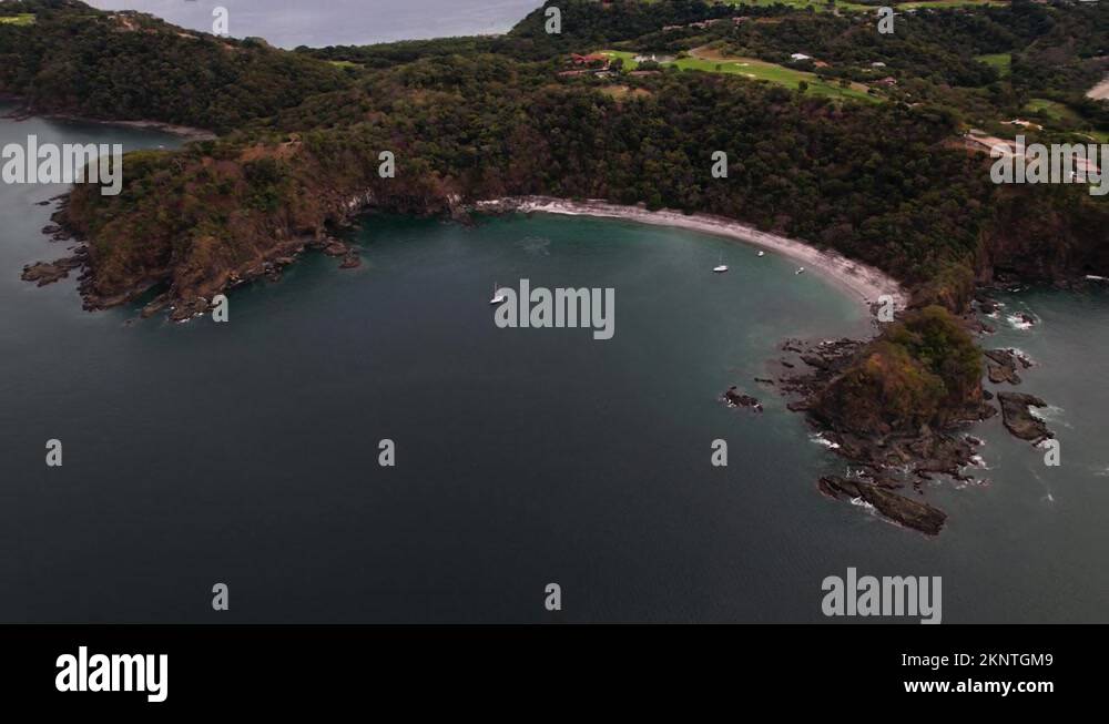 Coco beach bay from above in Guanacaste peninsula, Costa Rica. Aerial ...
