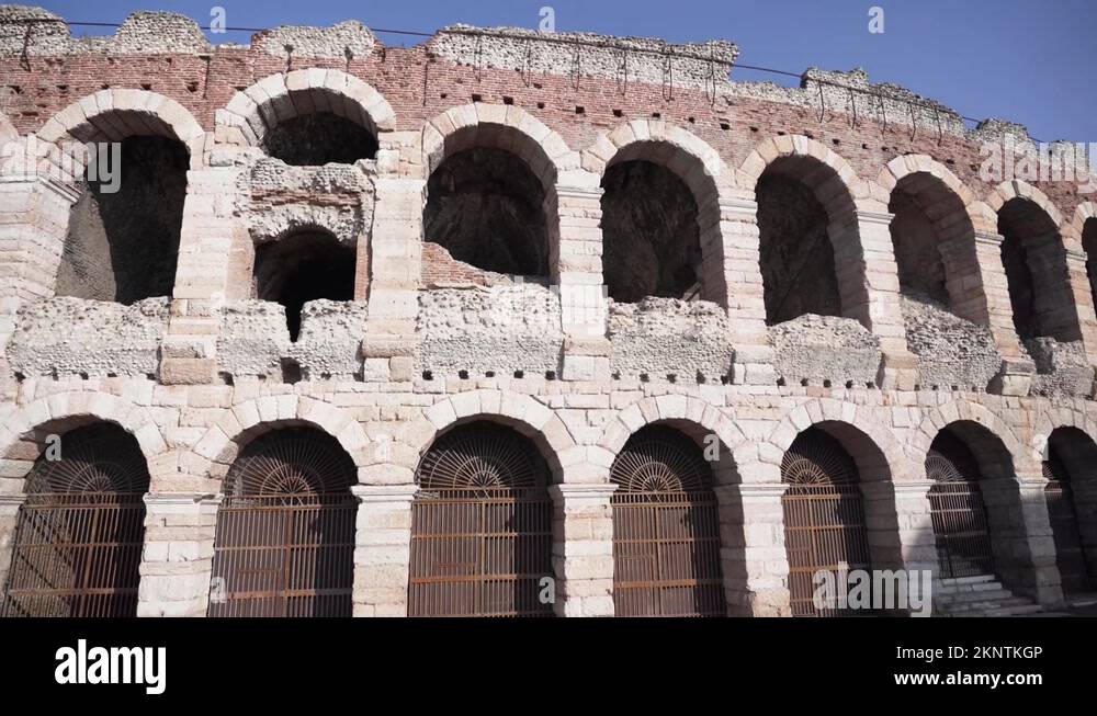 Arena di Verona top view of the historic city of Verona in Italy 4k ...