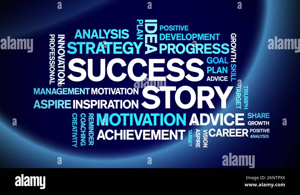 Success Story animated word cloud,animation kinetic typography seamless ...