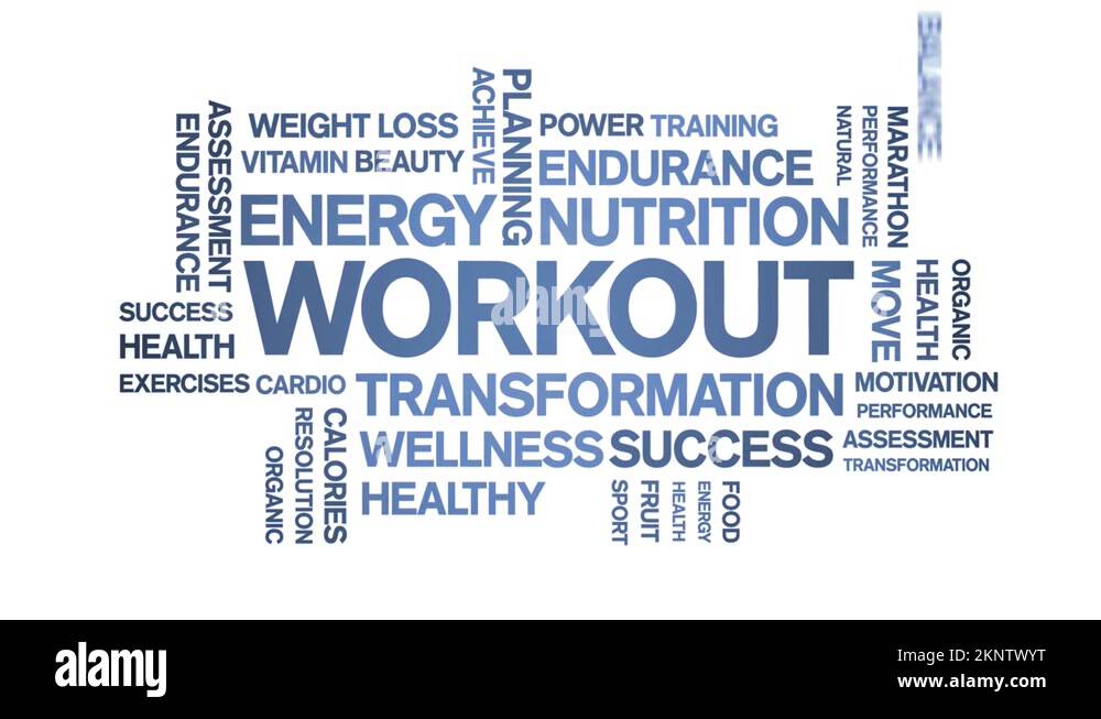 Workout animated word cloud,animation kinetic typography text seamless ...