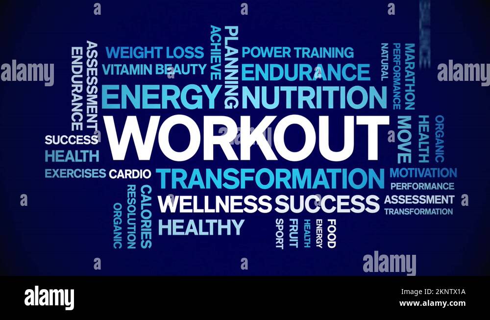 Workout animated word cloud,animation kinetic typography text seamless ...