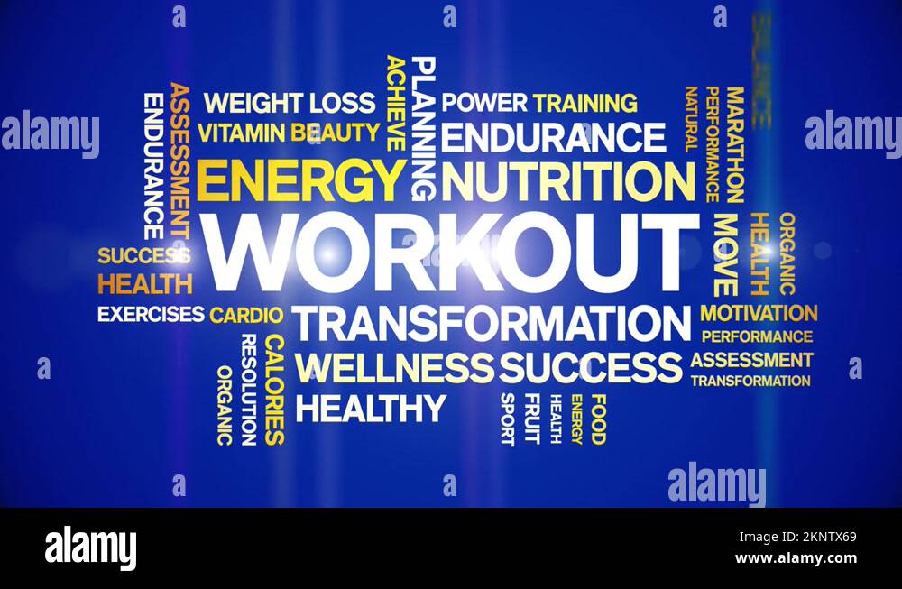 Workout animated word cloud,animation kinetic typography text seamless ...