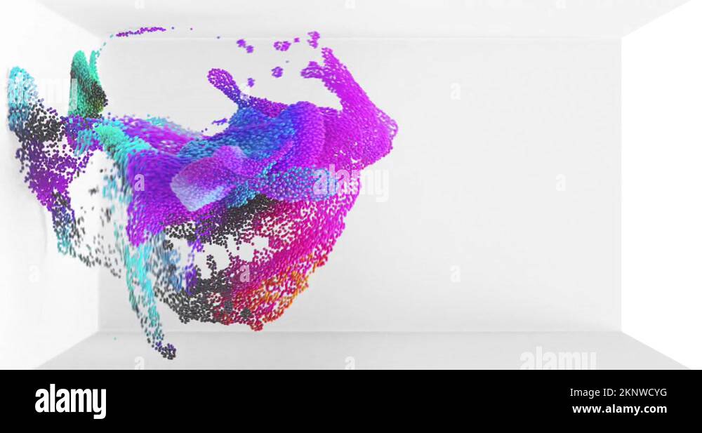 Animated Rainbow colored flying Particles Fill in An Empty Room Stock ...