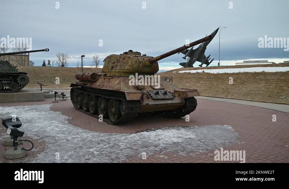 historic Soviet T-34 tank at the Calgary Military Museums Stock Video ...