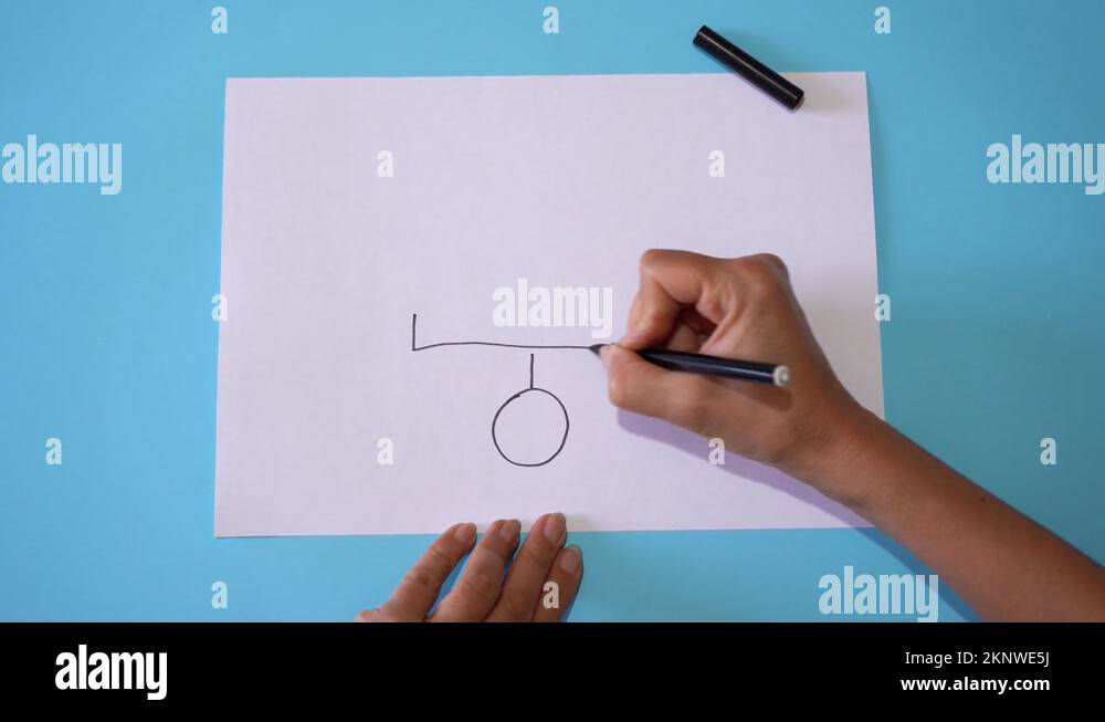 Person's Hand With Black Color Pen Drawing Shapes Making A Chart Stock ...