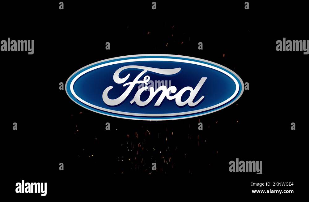 Illustrative editorial of Ford icon appearing with fire sparks. Concept ...