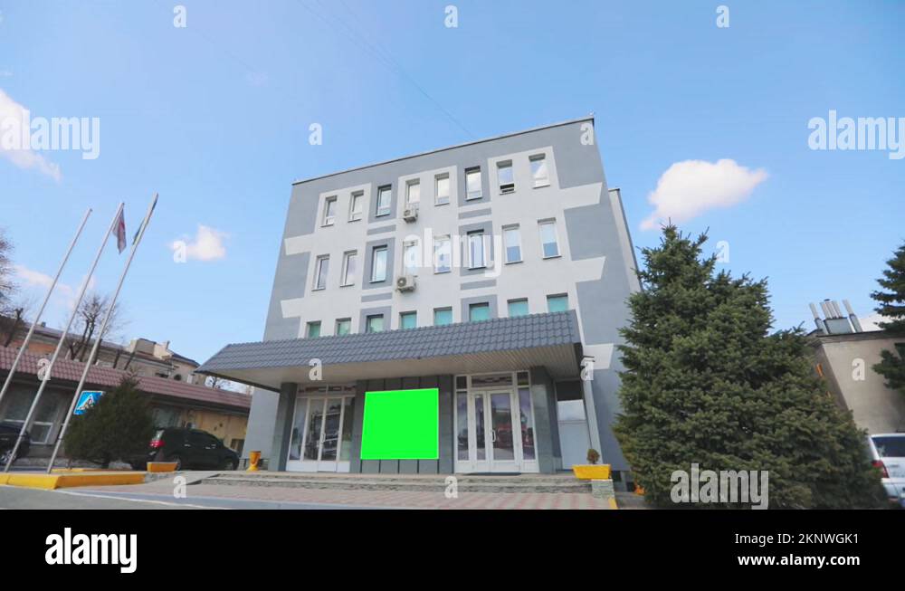 An office building with a green screen area for inserting your ...