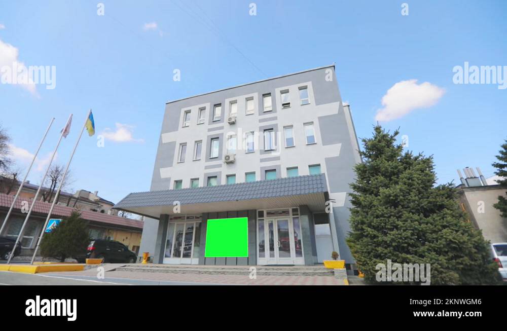 An office building with a green screen area for inserting your ...