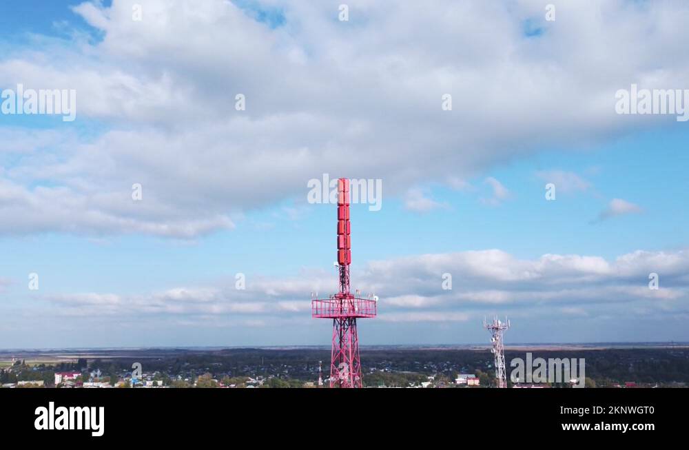 Telecom tower antennas and satellite transmits the signals of cellular 5g 4g Stock Video Footage ...