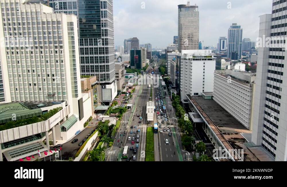 Drone flying over car traffic on busy road of Jakarta in Indonesia with Stock Video Footage - Alamy