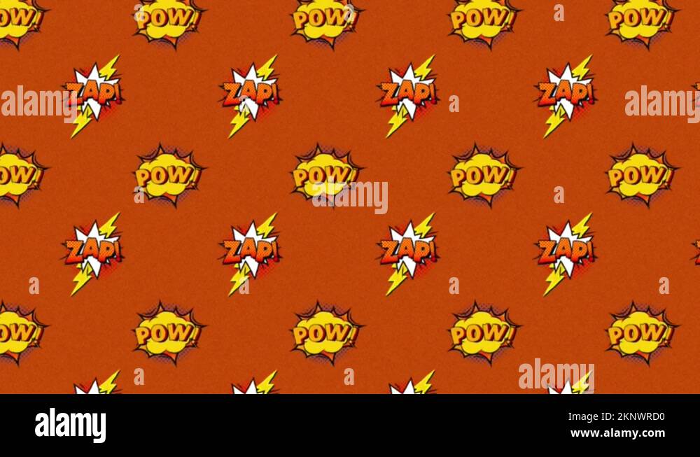 Animation of comic 5 options text over multiple comic speech bubbles ...