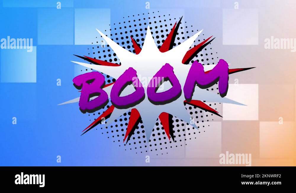 Animation of comic 5 options text over multiple comic speech bubbles ...