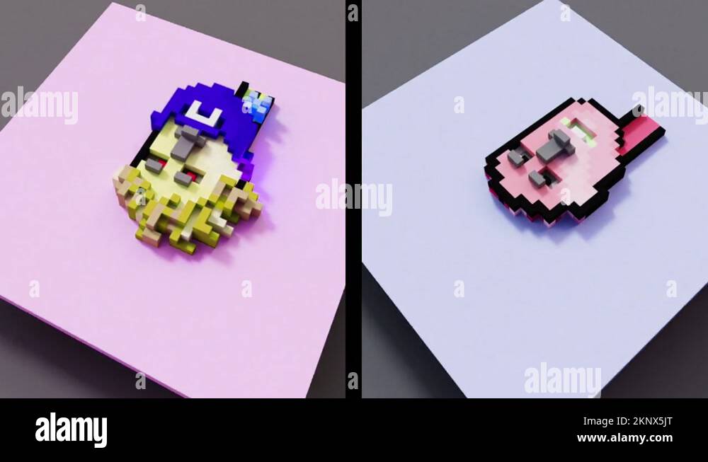 NFT non fungible token concept art of a punk series with rarity traits Stock Video Footage - Alamy