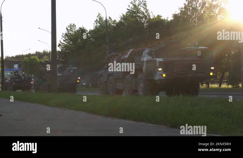 Column of disarmed powerful Russian military anti-aircraft missile ...