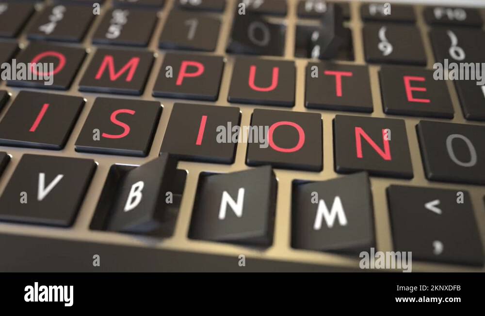 COMPUTER VISION text being revealed with flipping keys of computer ...