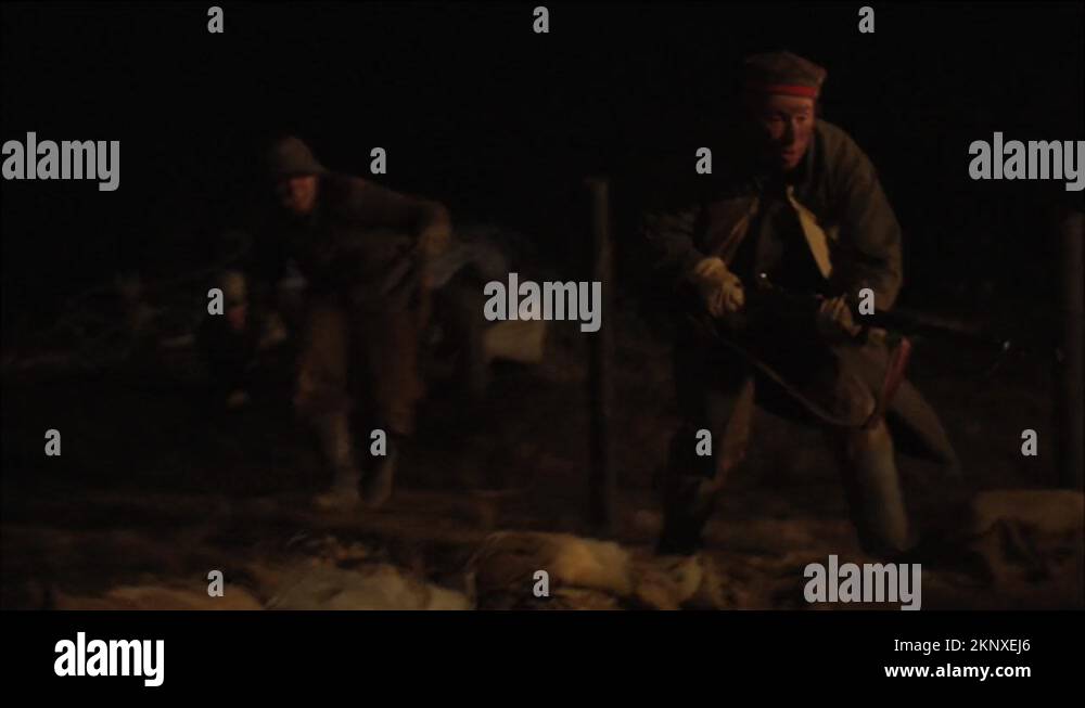 WW1 U.S. Army Soldier trenches Hand-to-Hand - staged combat portrayal ...