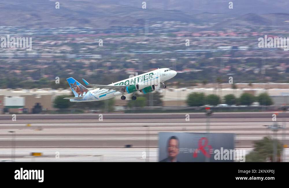 Frontier A320neo The Island Fox Livery Taking Off from Las Vegas LAS ...