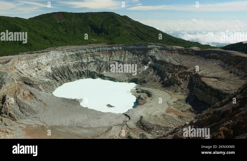 Active Volcano Poas - view to crater with the Laguna Caliente (hot ...
