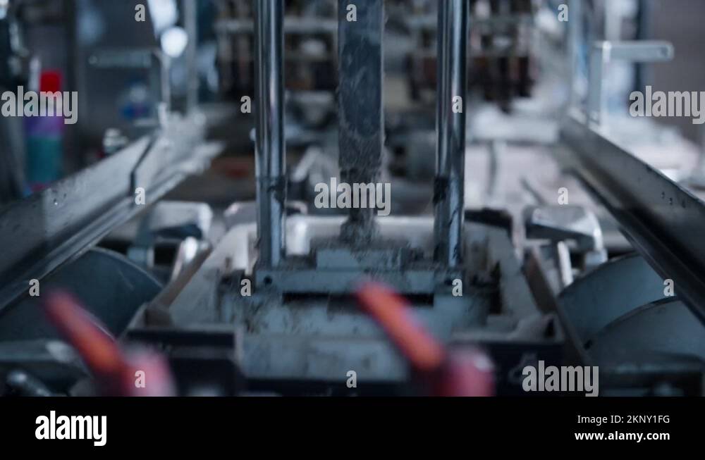 Closeup cardboard crate manufacturing process with automation ...