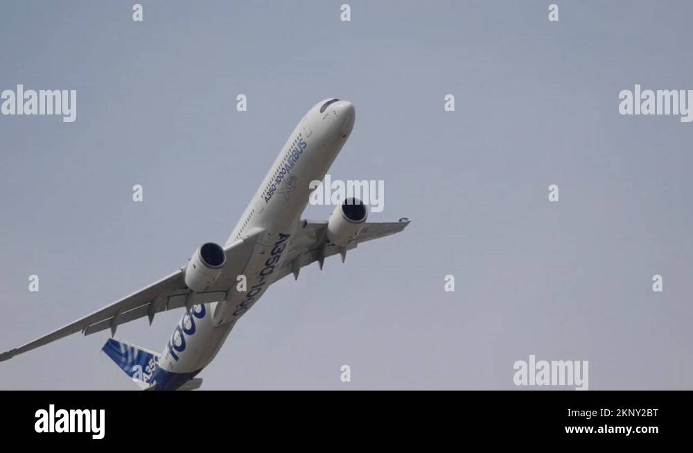 Passenger aircraft Airbus A350 in the demonstration flight of the ...