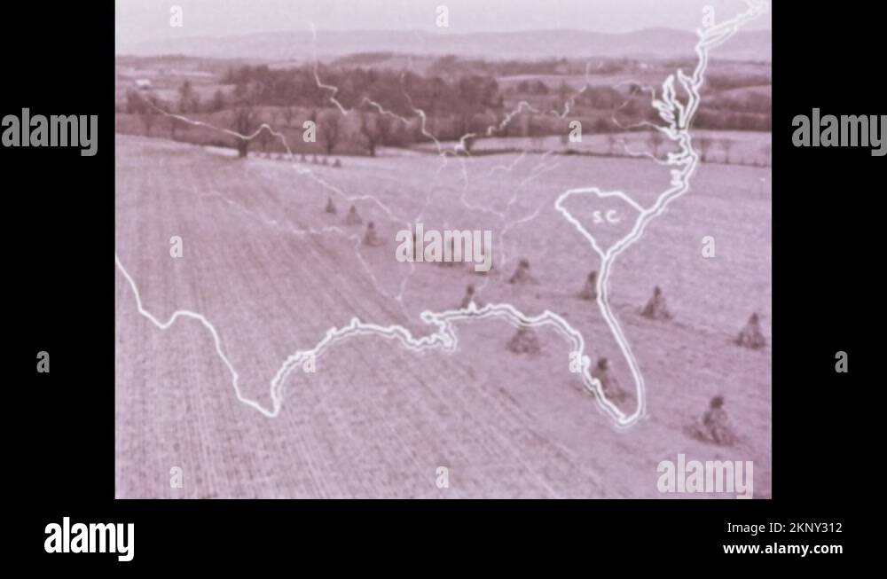 1860s: farm fields, South Carolina highlighted on US map then other ...