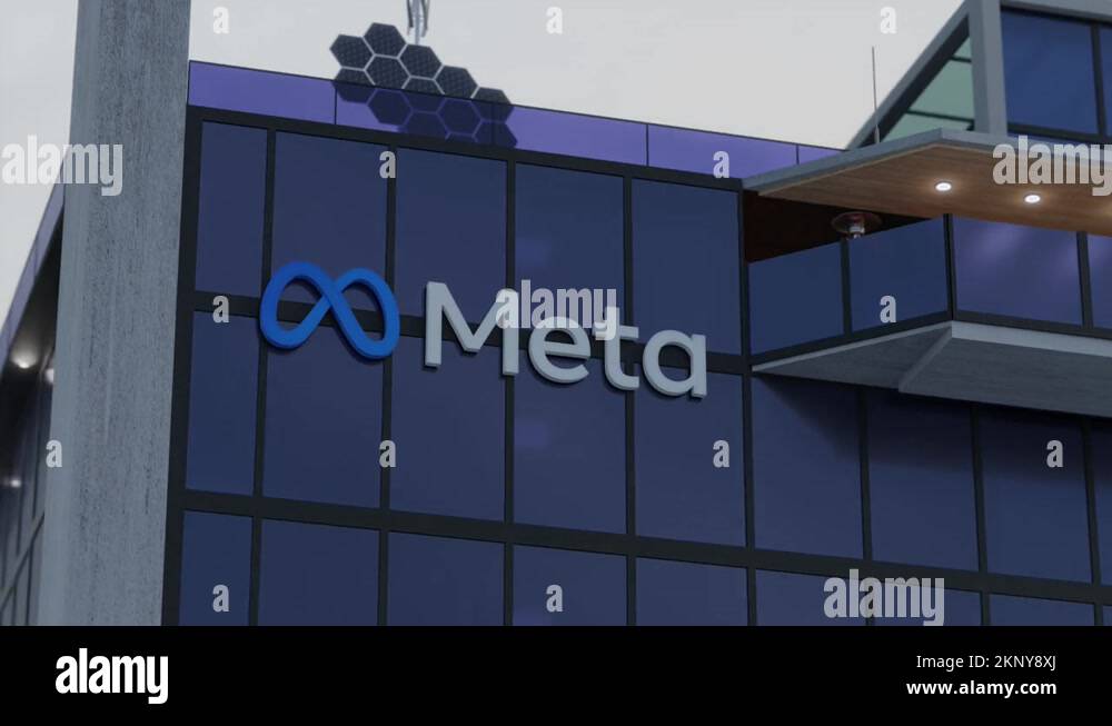 3D CGI Hyperlapse Animation of Meta Platforms Logo on Corporate ...