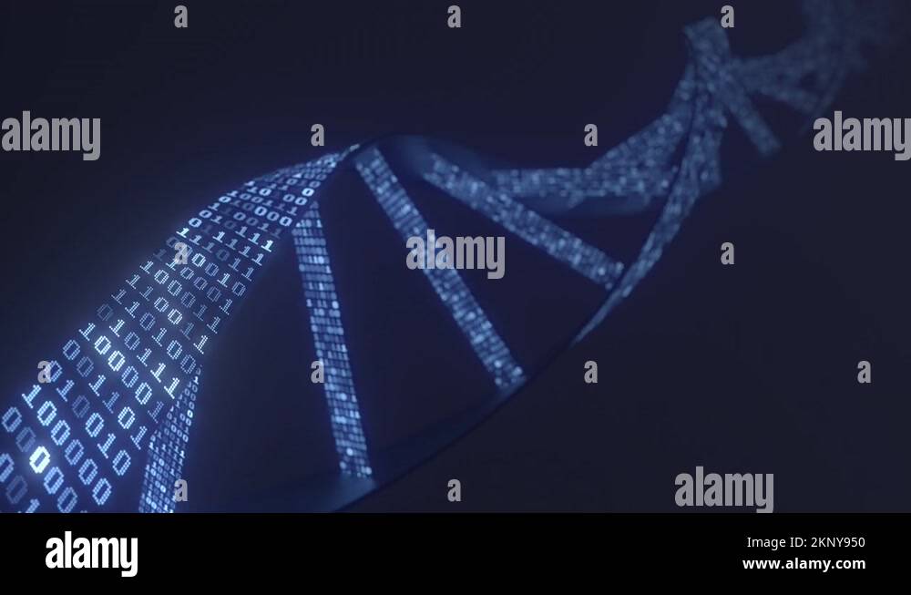 DNA molecular spiral with numbers, biotech related loopable 3D ...