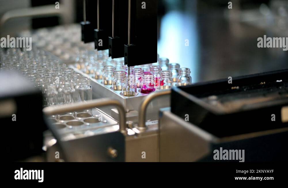 Materials laboratory using robotics to test various chemical properties ...
