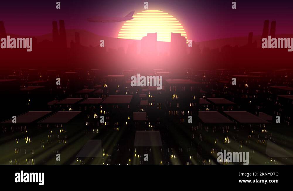 Synthwave city loop. 3d animation Stock Video Footage - Alamy