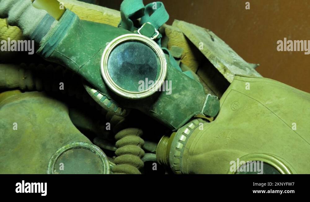 Old USSR gas masks inside the abandoned Soviet underground bomb shelter ...