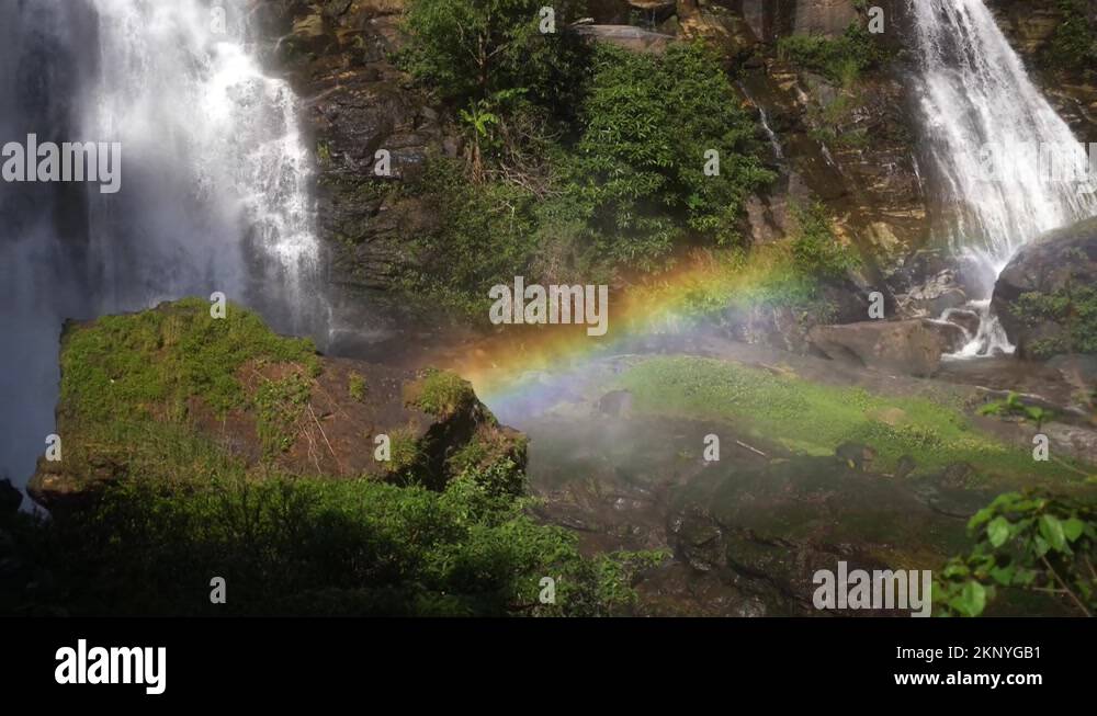 Beautiful rainbow colors in the condensation drops that are released ...