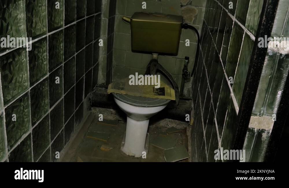 Old and dusty toilet inside the abandoned Soviet underground bomb ...