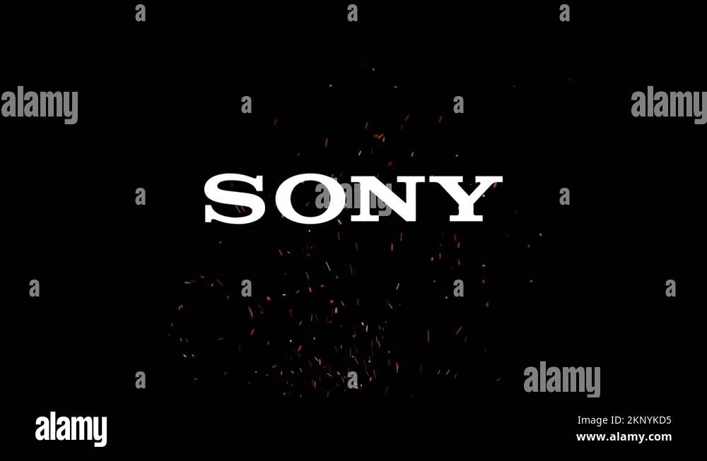 Illustrative editorial of Sony logo appearing with fire sparks. Concept ...