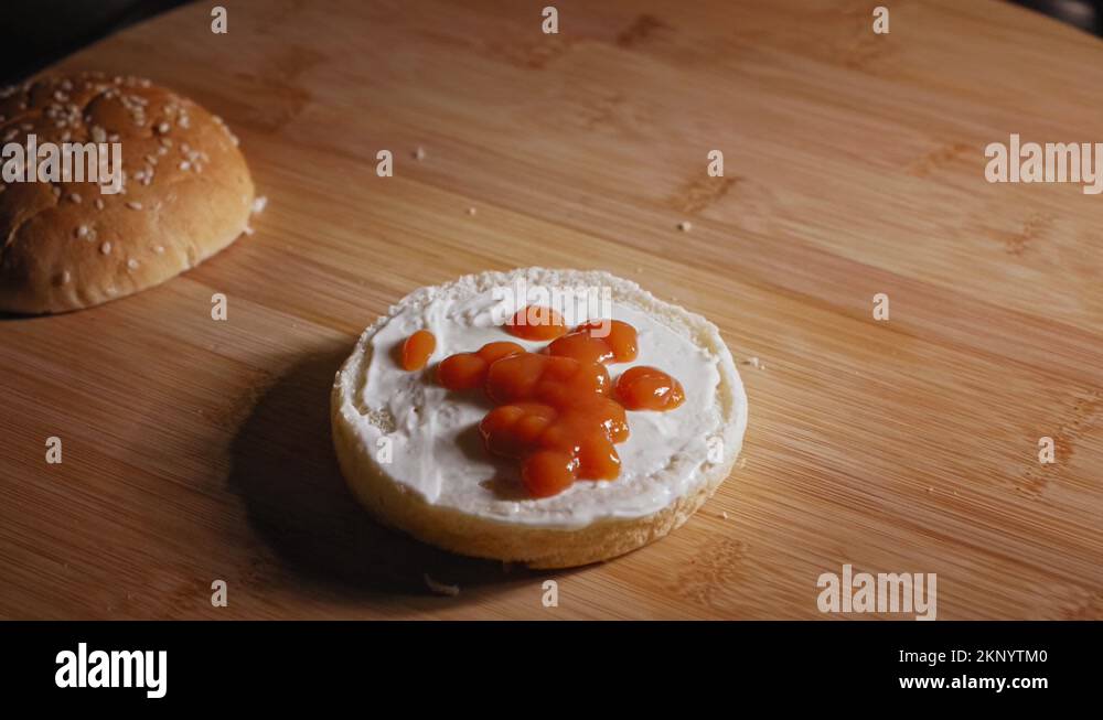 Chicken Nuggets Burger. Burger Bun With Mayonnaise And Ketchup, Hand ...