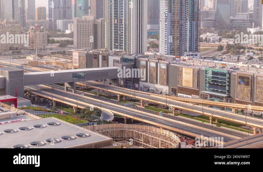 Row of the tall buildings around Sheikh Zayed Road and DIFC district ...
