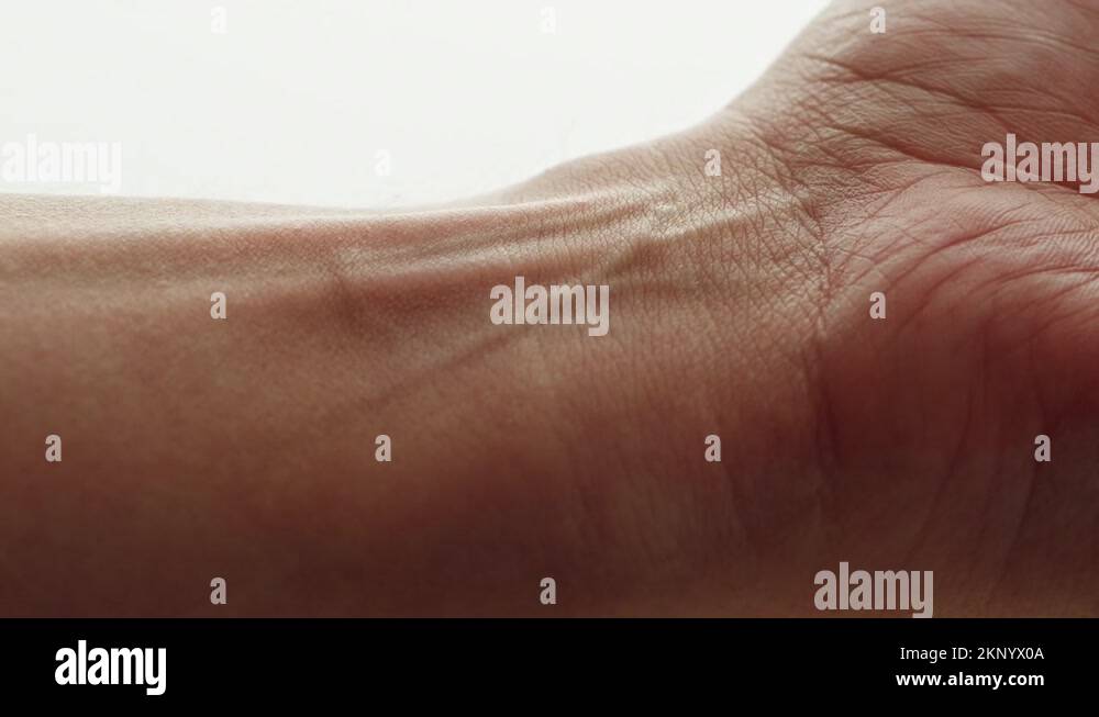 Hand skin texture close-up. Arm surface macro shooting, veins and ...