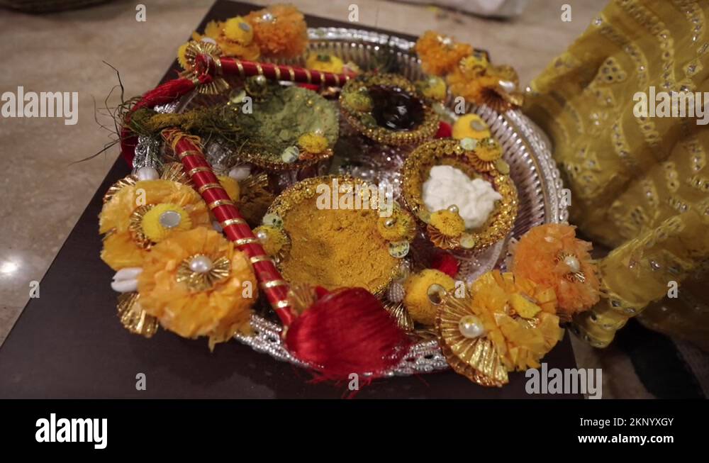 A Shot of a Puja Thali at an Indian Wedding in New Delhi,India Stock ...